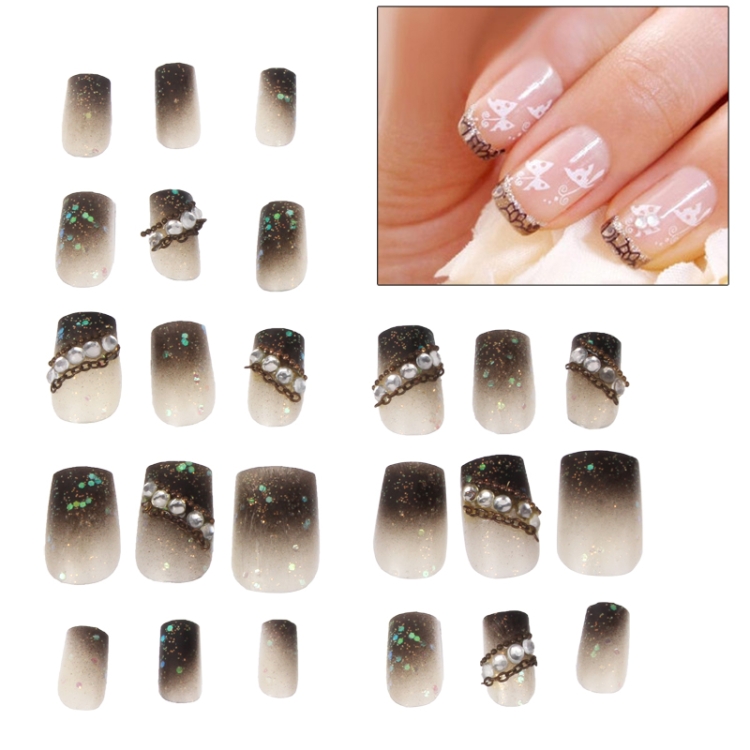 24 in 1 3D Design Rhinestone Nail Stickers, Random Color Delivery