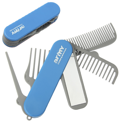 Multi-function Home / Travel / Army Comb & Mirror(Blue)