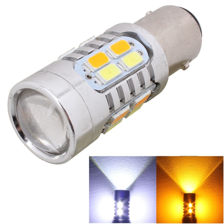 2PCS 1157 / BAY15D 10W 700LM สีเหลือง + แสงสีขาว 20-LED SMD 5630 หลอดไฟ ...