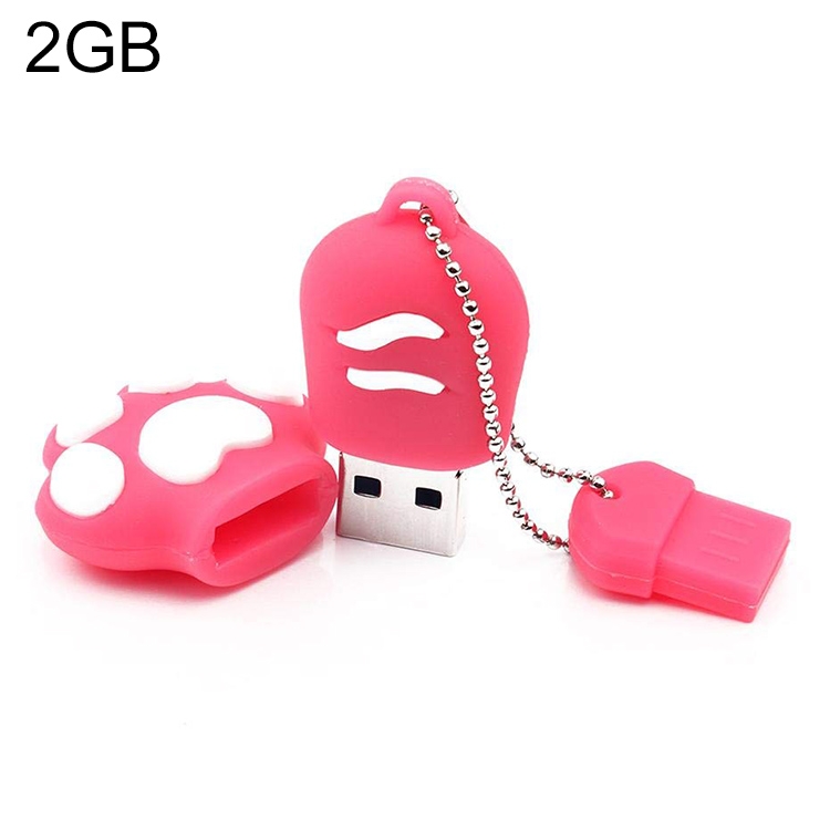 2GB Bear Paw Shaped Silicone USB 2.0 Flash Disk with Anti Dust Cup(Red ...