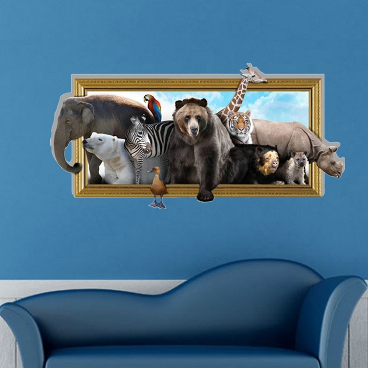 3D Animal Removable Wall Art Stickers, Size: 116 x 58 x 0.3 cm