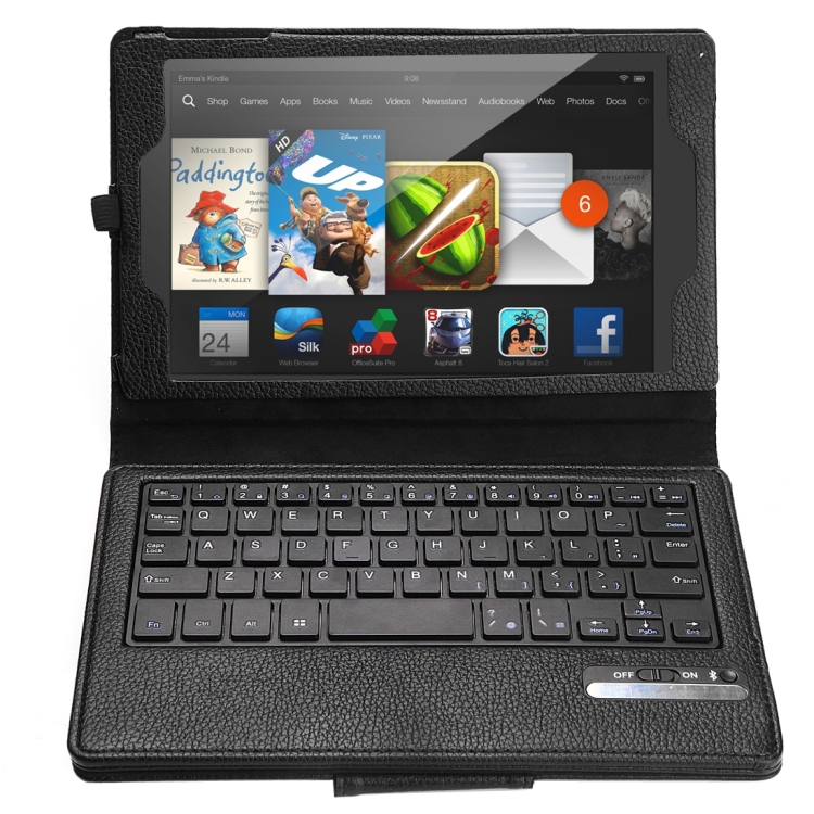 Litch Texture Detachable Bluetooth Keyboard Leather Tablet Case With ...