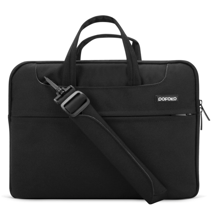 POFOKO 12 inch Portable Single Shoulder Laptop Bag for Laptop(Black)