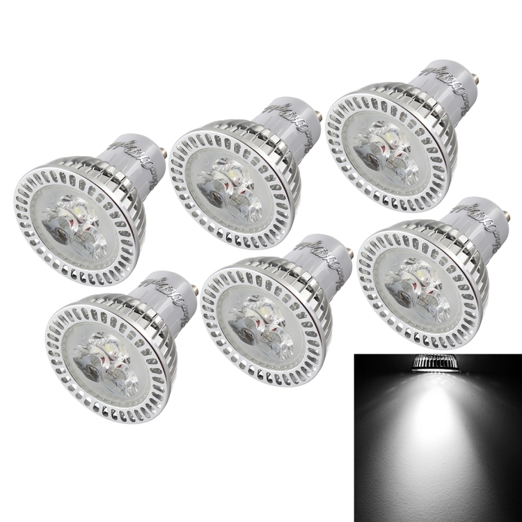 6 PCS YouOKLight GU10 3W 300LM White Light Dimmable 3 LED Spotlight ...