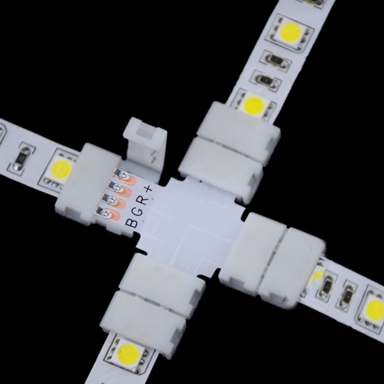 10 PCS 10mm 4 Pin + Type PCB FPC Board Splitter Connector for RGB SMD ...