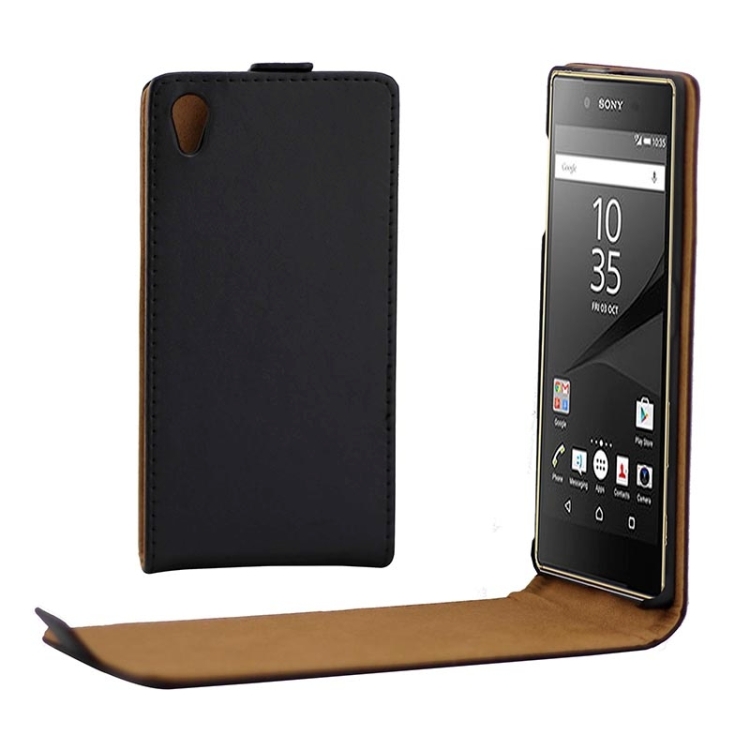 Khaki Lining Vertical Flip Magnetic Buckle PU Leather Case for Sony ...
