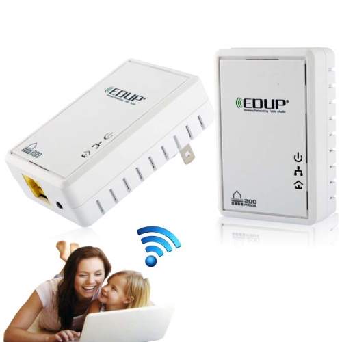 2 PCS EDUP 200Mbps Powerline Network Mini Homeplug AV Ethernet Bridge ...