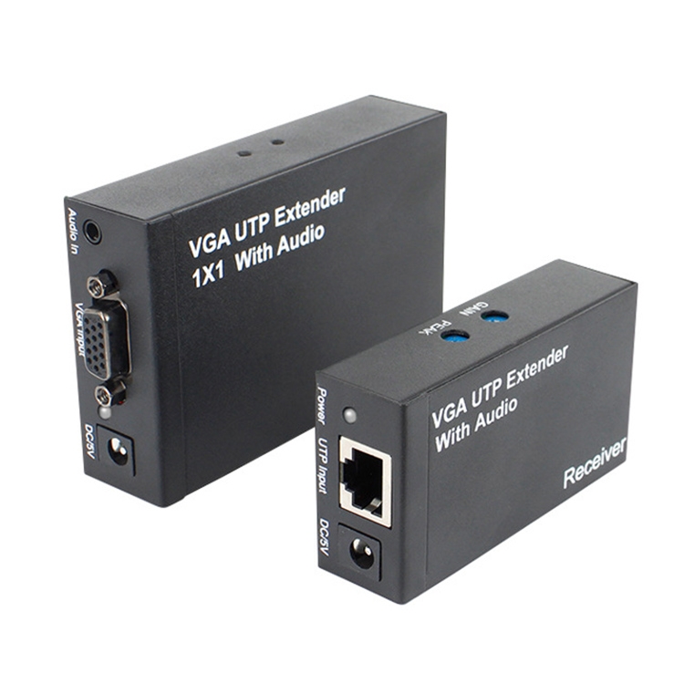 VGA UTP Extender 1x1 Splitter พร้อมเสียง (สีดำ)