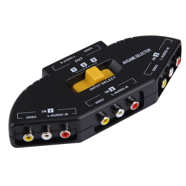 AV-33 Multi Box RCA AV Audio-Video Signal Switcher + 3 RCA Cable, 3 ...