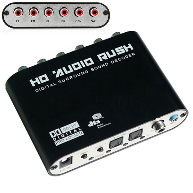 AC3 / DTS 5.1 Audio Gear Digital Sound Decoder, เอาต์พุต RCA (สีดำ)
