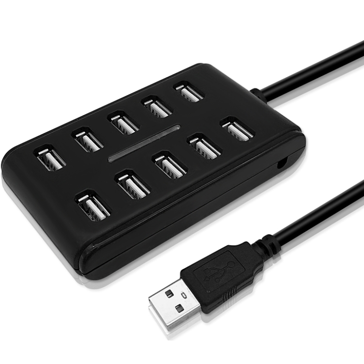 10 Ports USB HUB 2.0 USB Splitter Adapter(Black)