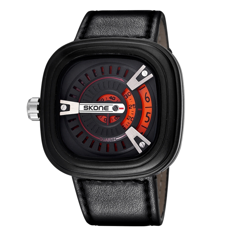 SKONE Square Dial Digital Scale Fashion Men Quartz Watch with PU ...