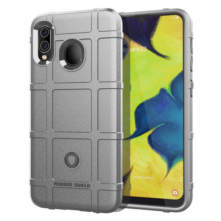 Galaxy A20 (회색) 용 충격 방지 견고한 쉴드 풀 커버리지 보호용 실리콘 케이스