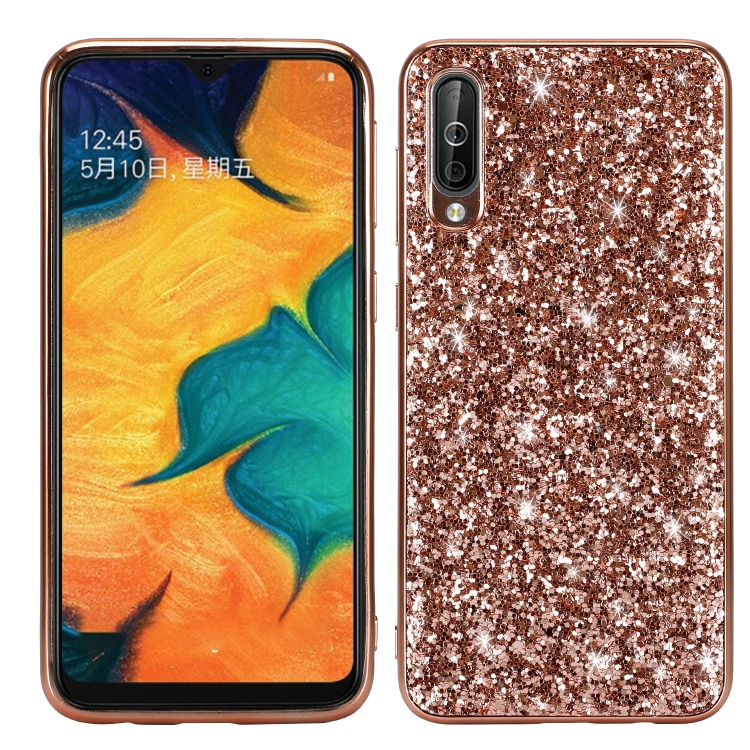 Glittery Powder เคส TPU กันกระแทกสำหรับ Galaxy A50 (Rose Gold)