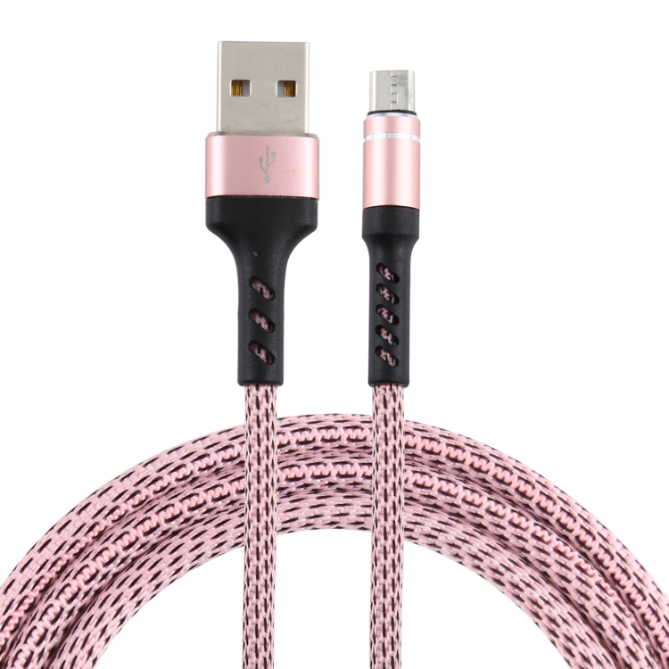 2A USB to Micro USB Two-color Braided Data Cable, Cable Length: 1m (Pink)