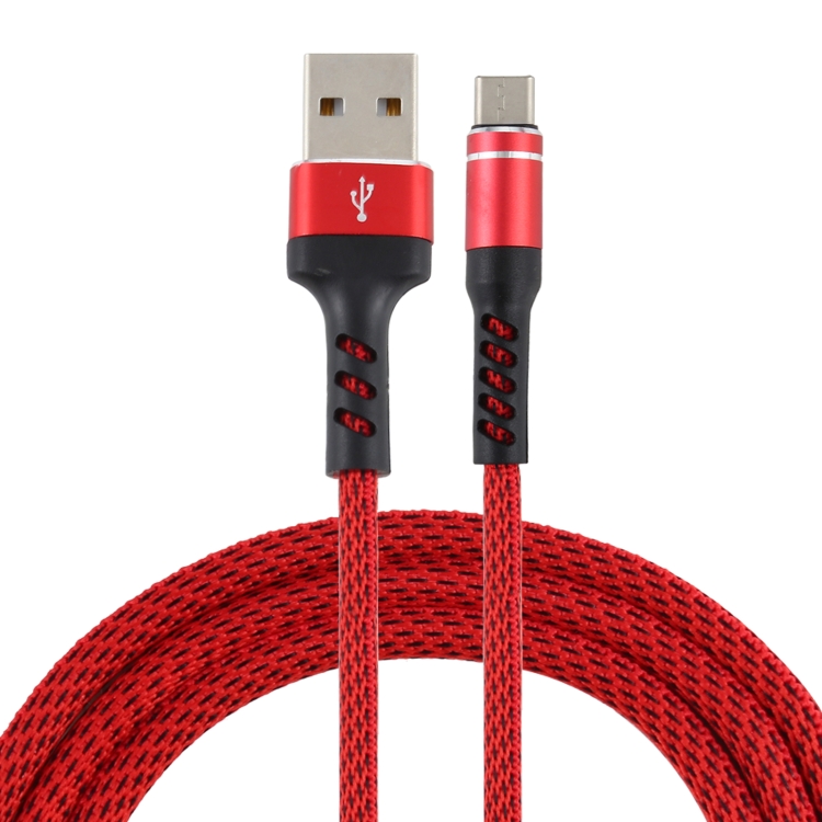 2A USB to Micro USB Two-color Braided Data Cable, Cable Length: 1m (Red)