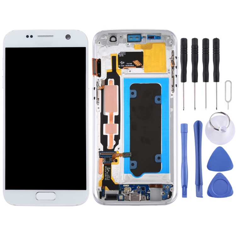 Galaxy S7 / G930V 용 LCD 화면 및 디지타이저 전체 어셈블리 (흰색)