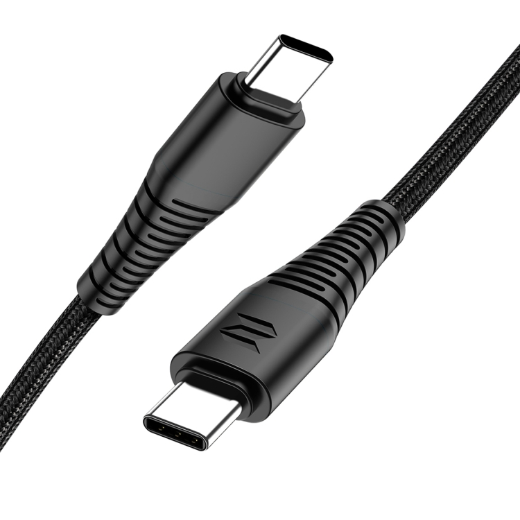 ROCK Z11 3A Type-C / USB-C ถึง Type-C สายชาร์จแบบกลม Hi-Tensile Sync, ความยาว: 100 ซม. (สีดำ)