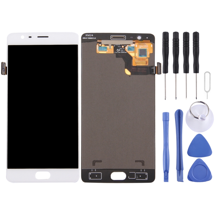 สำหรับ OnePlus 3 (รุ่น A3003) Digitizer สมัชชาเต็มหน้าจอ LCD เดิม (สีขาว)