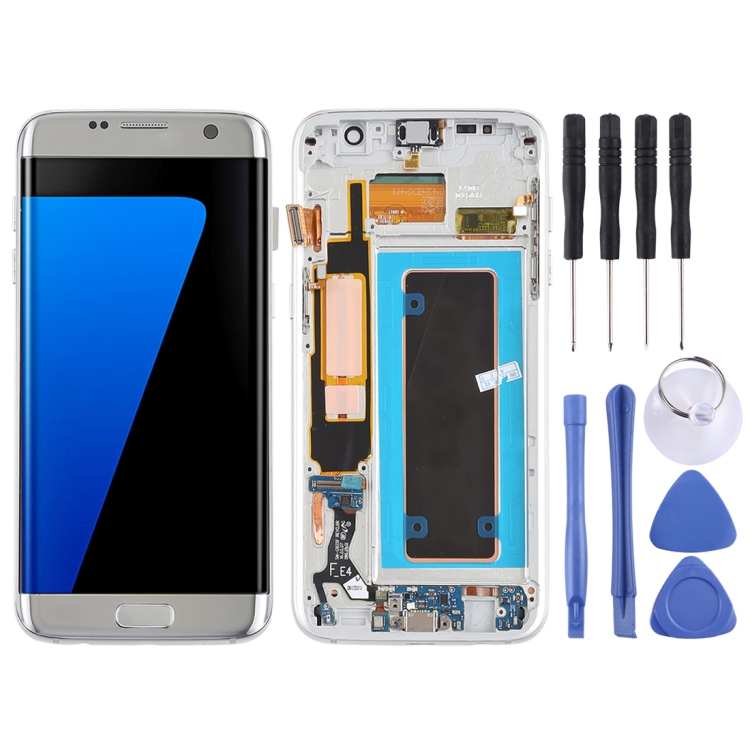 Original Super AMOLED Material LCD Screen and Digitizer Full Assembly(with Frame / Charging Port ...