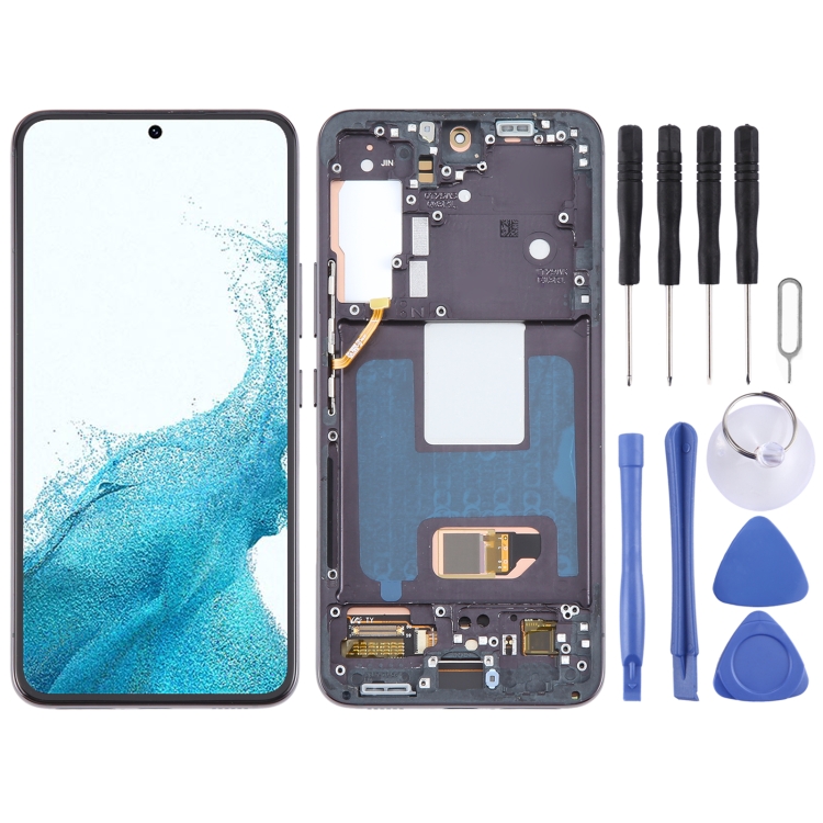 For Samsung Galaxy S22 5G SM-S901B US Version OLED LCD Screen Digitizer Full Assembly with Frame ...