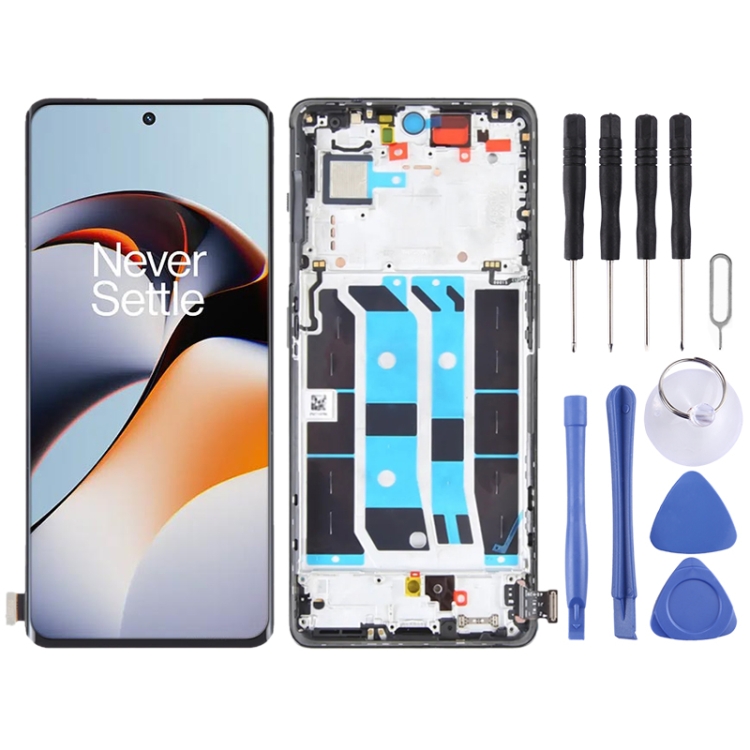OnePlus Ace 2 PHK110용 LCD 스크린 디지타이저 전체 어셈블리(프레임 포함)(검은색)