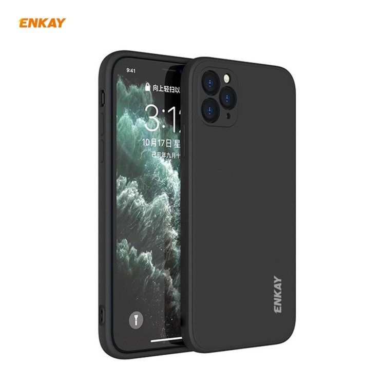 iPhone 11 Pro Max Hat-Prince ENKAY ENK-PC066 액체 실리콘 스트레이트 에지 충격 방지 보호 케이스 (블랙)