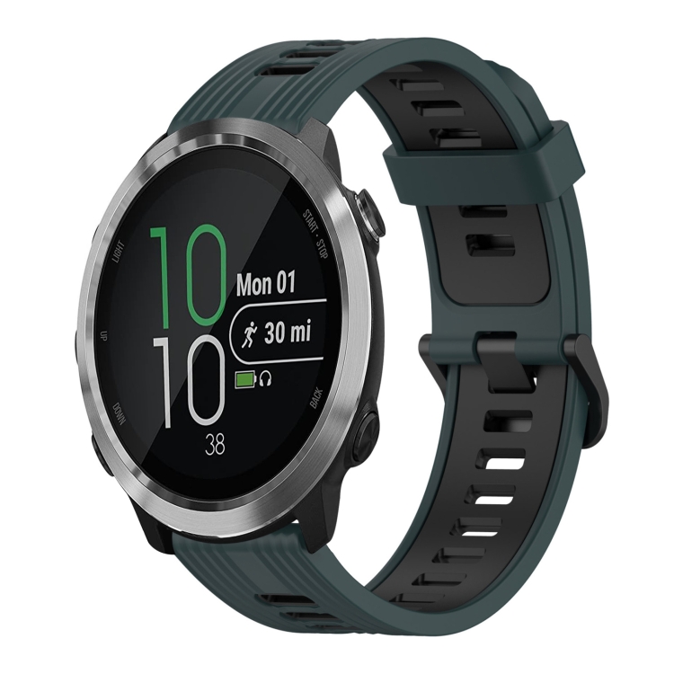สำหรับ Garmin Forerunner 645 20 มม. รูปแบบแนวตั้งชุดนาฬิกาซิลิโคนสองสี ...