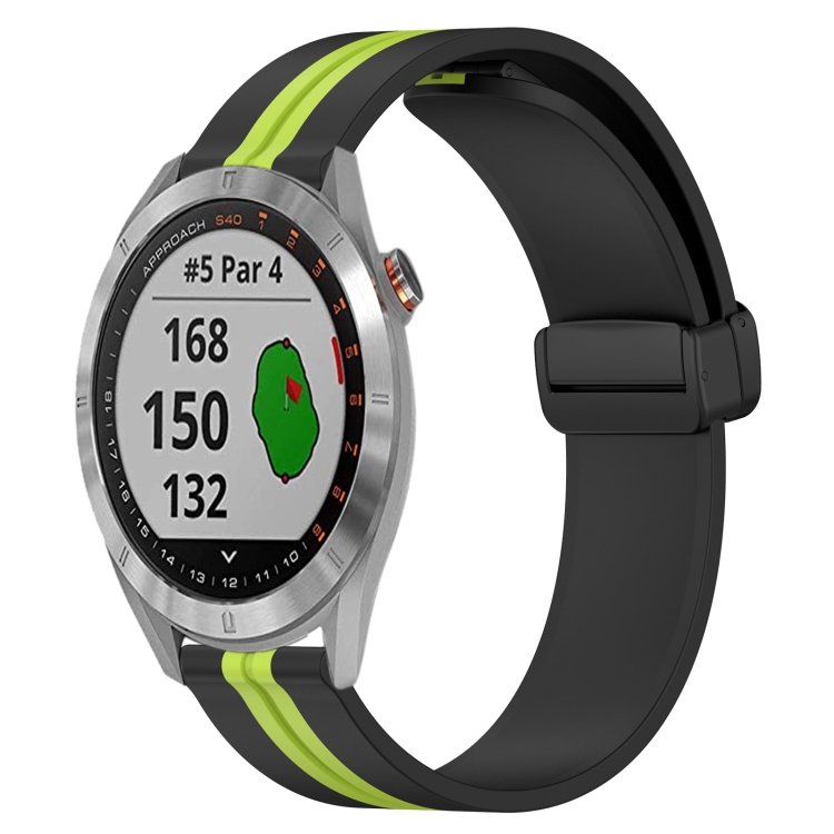 สำหรับ Garmin Approach S40 สายนาฬิกาซิลิโคนแบบพับได้ขนาด 20 มม. (สีดำ ...