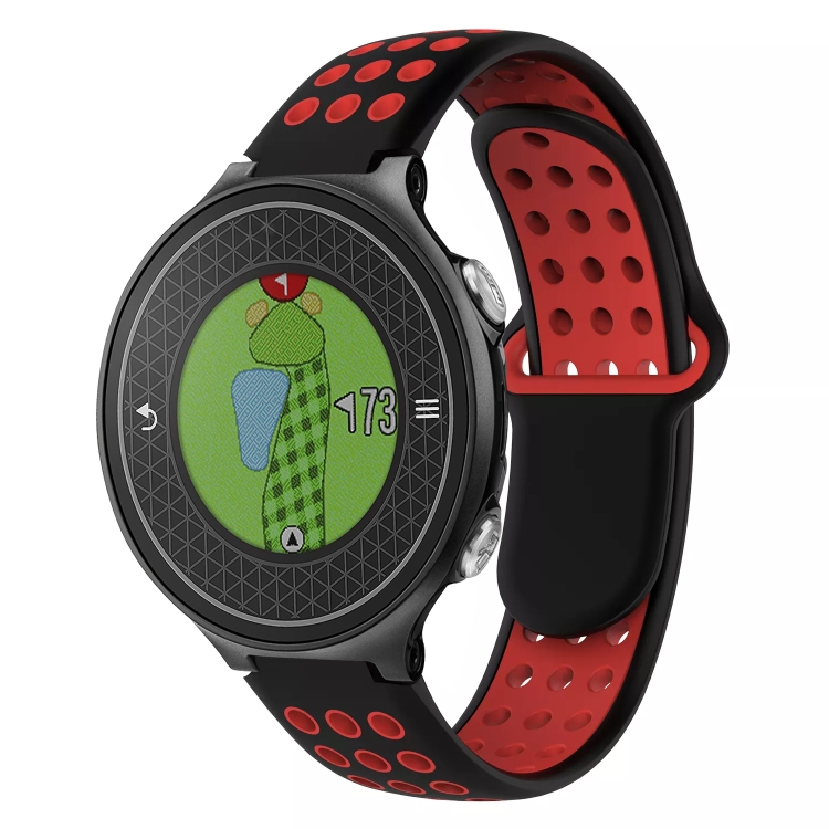 สำหรับ Garmin Approach S6 สายนาฬิกาซิลิโคนระบายอากาศสองสีเจาะ (สีดำ + แดง)