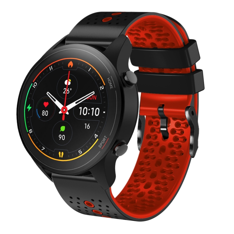 Xiaomi MI Watch S1 Pro 22mm 천공 2색 실리콘 시계 밴드(검은색 + 빨간색)