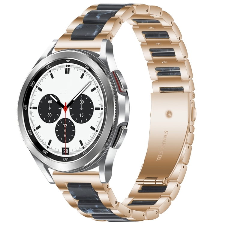 สำหรับ Galaxy Watch 4 Classic 42 / 46mm Interbead เรซิ่นสายนาฬิกาโลหะ (Rose Gold Blue)