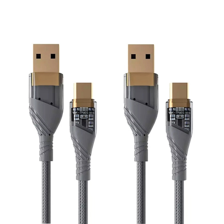 2 cables de datos de carga rápida transparentes de 4 A USB a tipo C ...