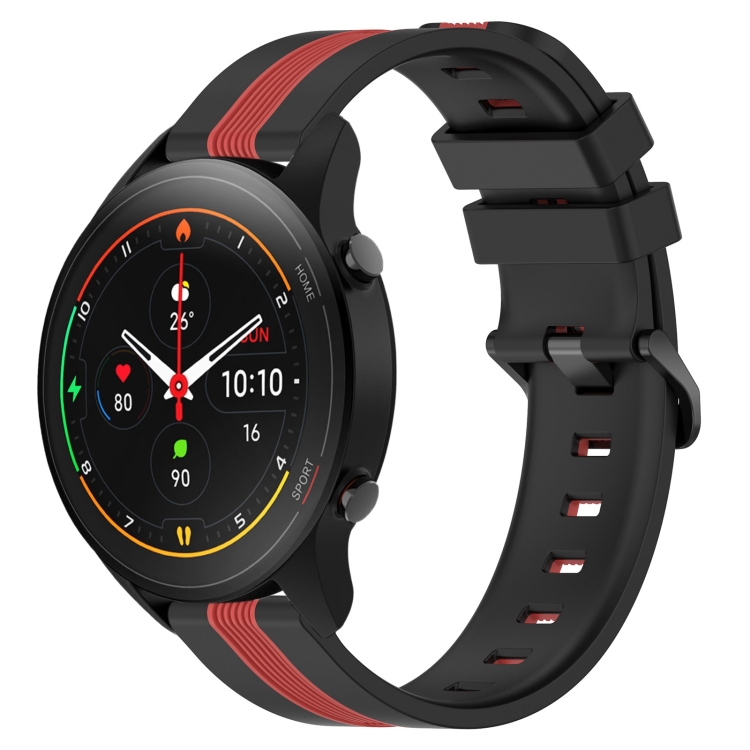 Xiaomi MI Watch S1 Pro 22mm 수직 2색 실리콘 시계 밴드(검은색 + 빨간색)