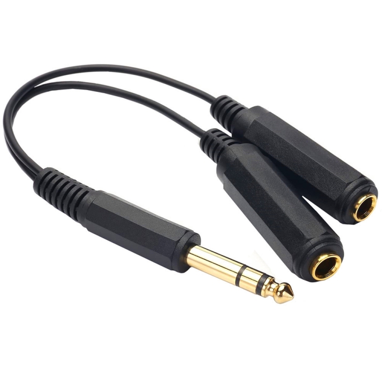 JUNSUNMAY 6.35mm 1/4 inch Male to Dual Female Stereo Audio Jack Adapter ...