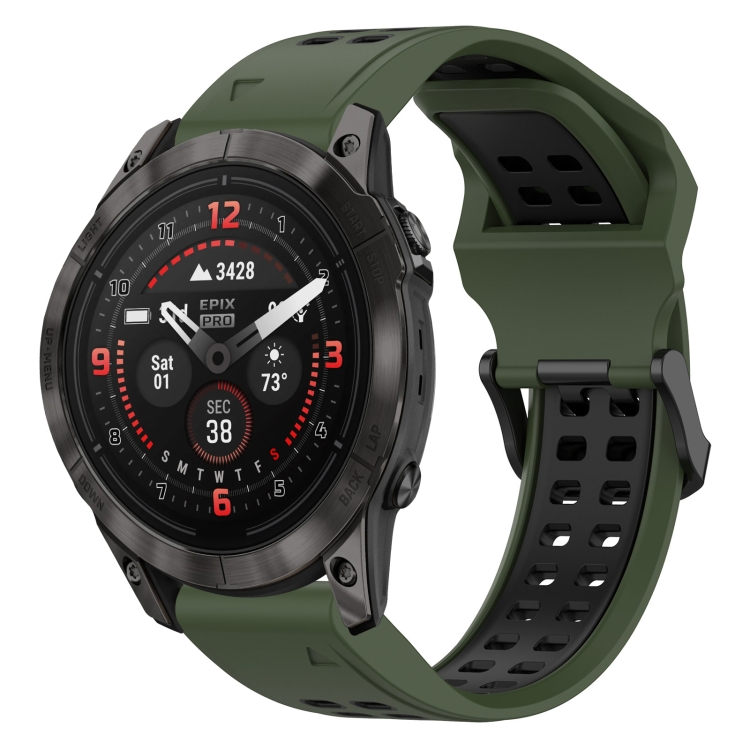 For Garmin Epix Pro 51mm 26mm Two-Color Reverse Buckle Silicone Watch ...