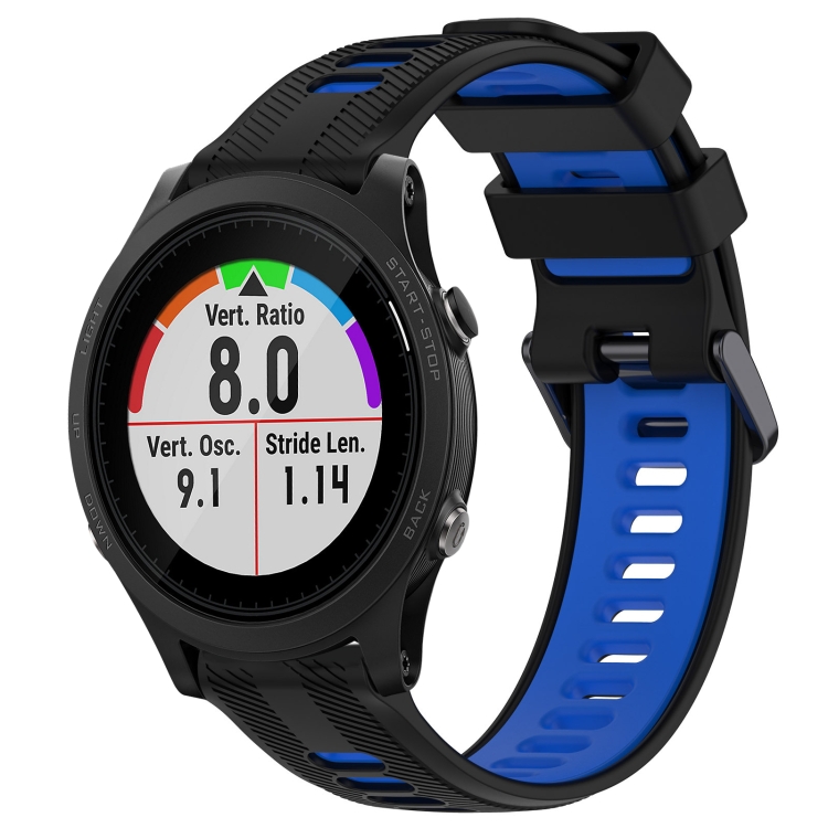 สำหรับผู้เบิกทาง Garmin 935 กีฬาสายนาฬิกาซิลิโคนสองสี (สีดำ + น้ำเงิน)