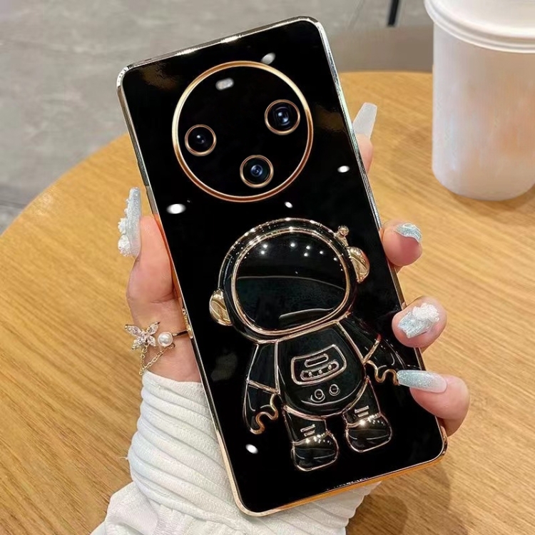 For Huawei Mate 60 Pro Electroplating Astronaut Holder Phone Case(Black)