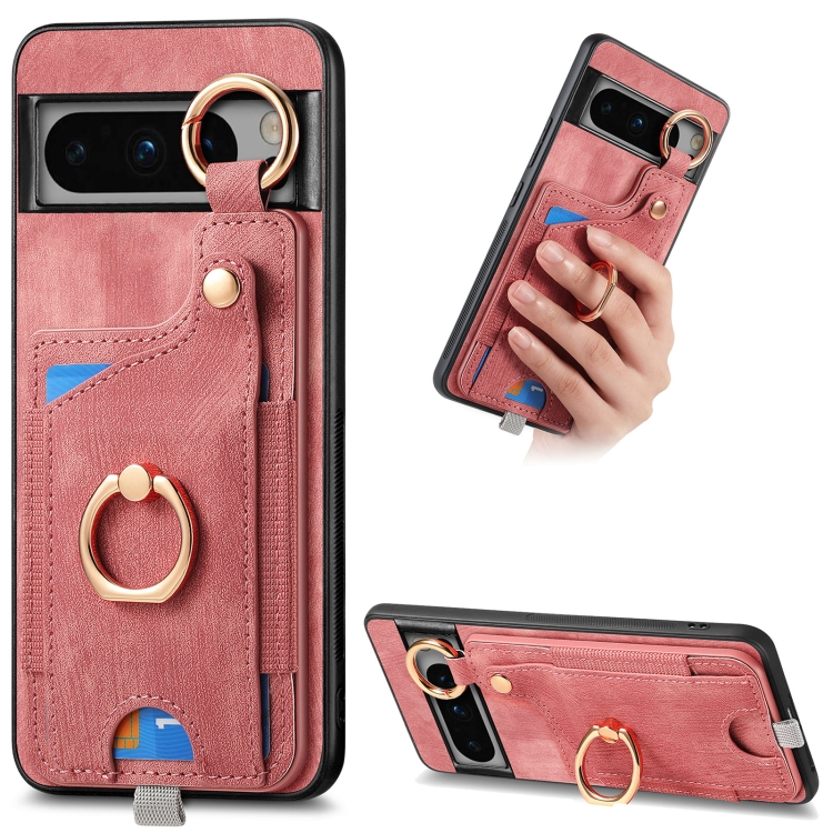 For Google Pixel 8 Pro Retro Skin-feel Ring Card Bag Phone Case with ...