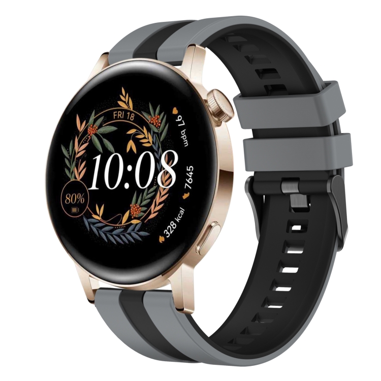 สำหรับ Huawei Watch GT3 42 มม. 20 มม. สองสีกีฬาสายนาฬิกาซิลิโคน (สีเทา ...