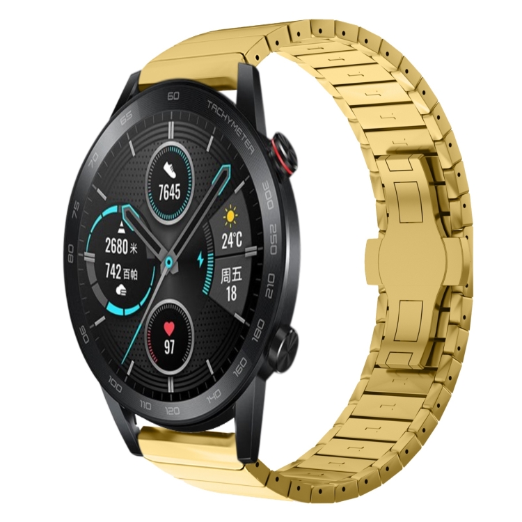 For Honor Magic Watch2 46mm 22mm 원 비드 페인트 버터플라이 버클 합금 시계 밴드(골드)