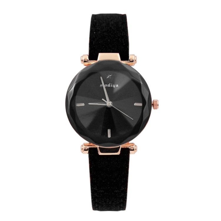 MODIYA PD387 Fluffed Strap Starry Sky Quartz Watch for Women(Black)