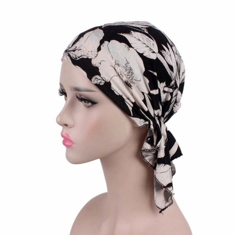 2 PCS Stretch Cotton Printed Turban Cap Chemotherapy Cap Toe Cap, Size ...