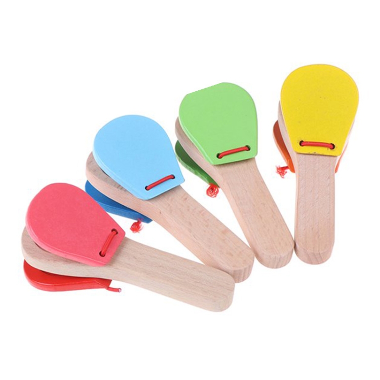 4 Pcs 크리 에이 티브 나무 캐스터네츠 클래퍼 어린이 조기 교육 음악 완구 임의의 색상