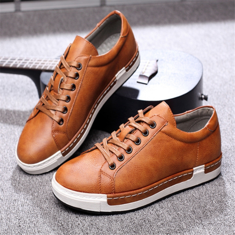 Baroque Shoes Casual PU Leather Sports Shoes for Men, Size:46(Yellow)
