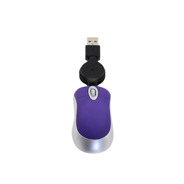 Mini Computer Mouse Retractable USB Cable Optical Ergonomic1600 DPI ...