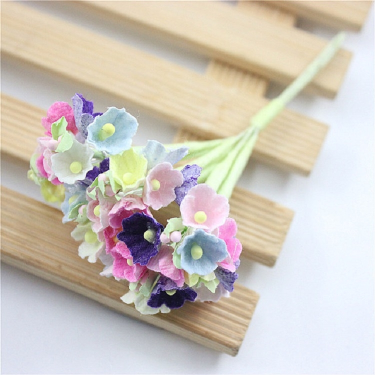 5 Branches DIY Hand-simulated Plum Mini Flocking Cloth Lucky Flower ...