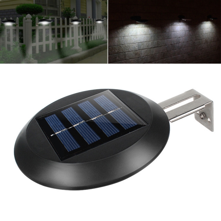 9 LEDs Outdoor Waterproof Garden Courtyard Round Solar Wall Light(Black)
