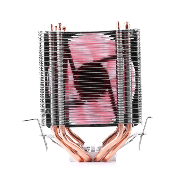 Desktop Computer 4 Copper Tube CPU Radiator Super Quiet Red Light 3-pin ...