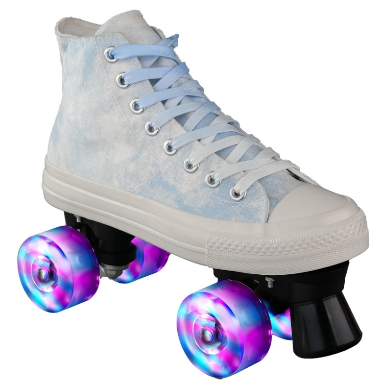 Flash Roller Skates Four-Wheel Double-Row Canvas Roller Skates, Size:43 ...